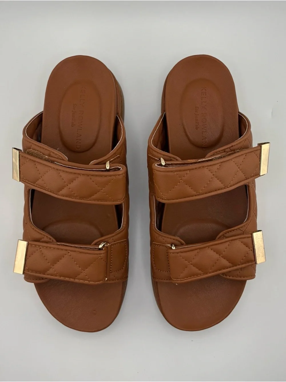 Kelly Rowland for JustFab | Shoes | Quilted Doublestrap Slide Flat ...